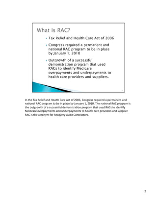 Medicare - CMS RAC Audit Presentation | PDF