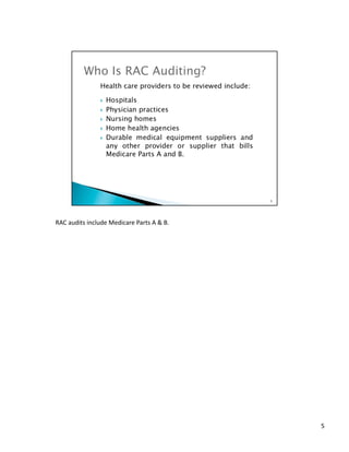 Medicare - CMS RAC Audit Presentation | PDF