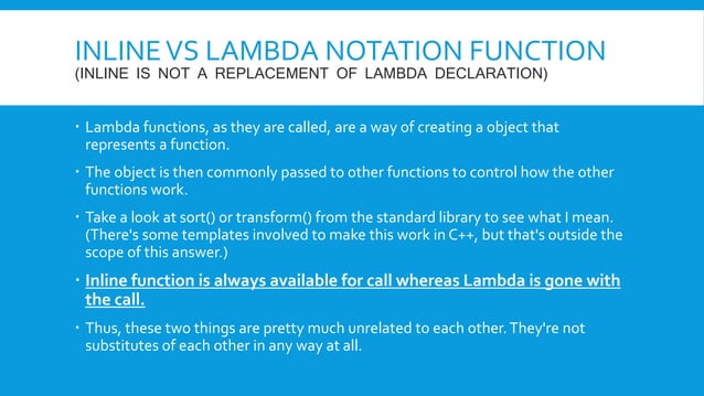 Inline and lambda function | PPT