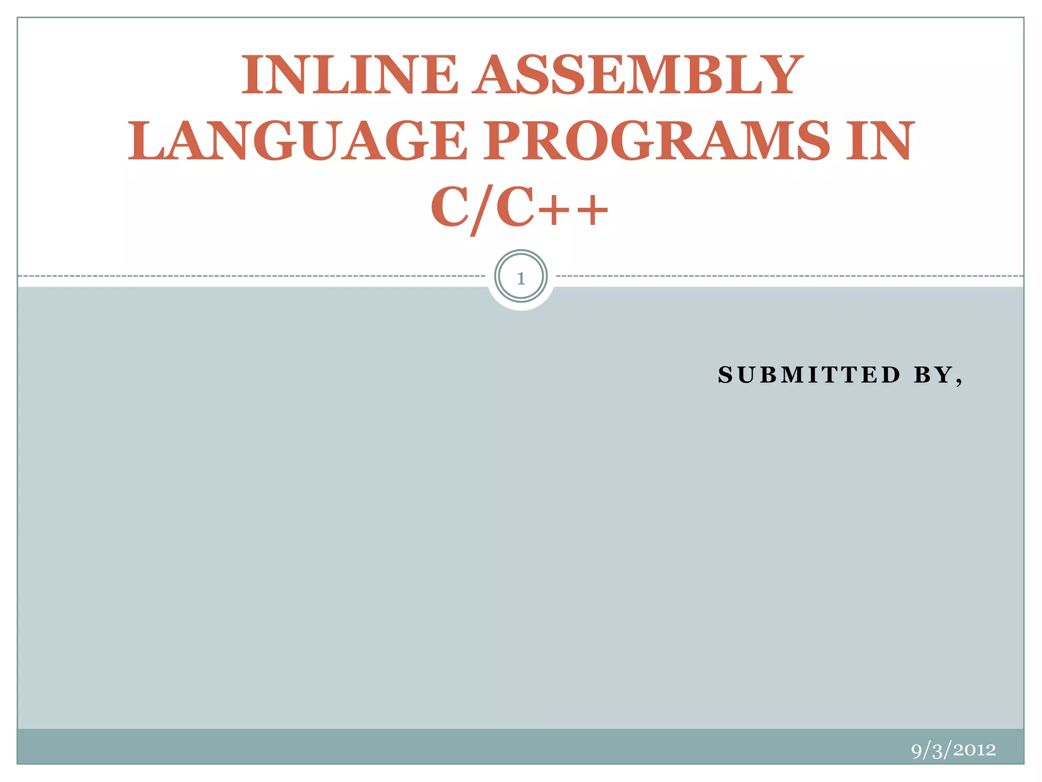 Inline Assembly Language Programs In C Ppt
