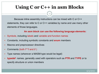 Inline assembly language programs in c | PPT