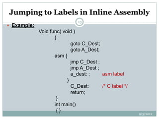Inline assembly language programs in c | PPT