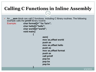 Inline assembly language programs in c | PPT