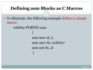 Inline assembly language programs in c | PPT