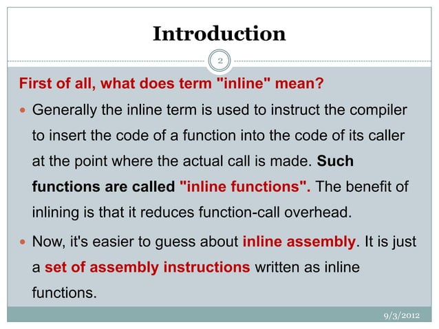 Inline assembly language programs in c | PPT