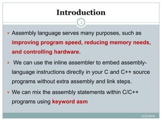 Inline assembly language programs in c | PPT