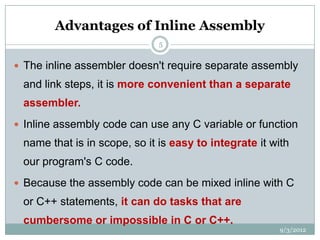 Inline assembly language programs in c | PPT