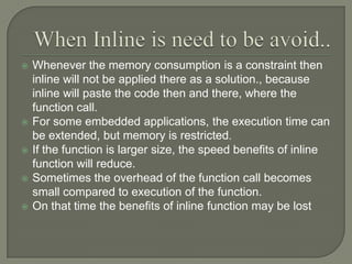 Inline function | PPTX | Programming Languages | Computing