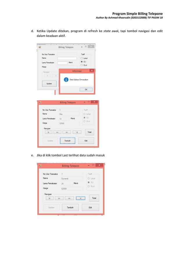 Billing telepon dengan visual basic | PDF