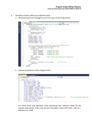 Billing telepon dengan visual basic | PDF