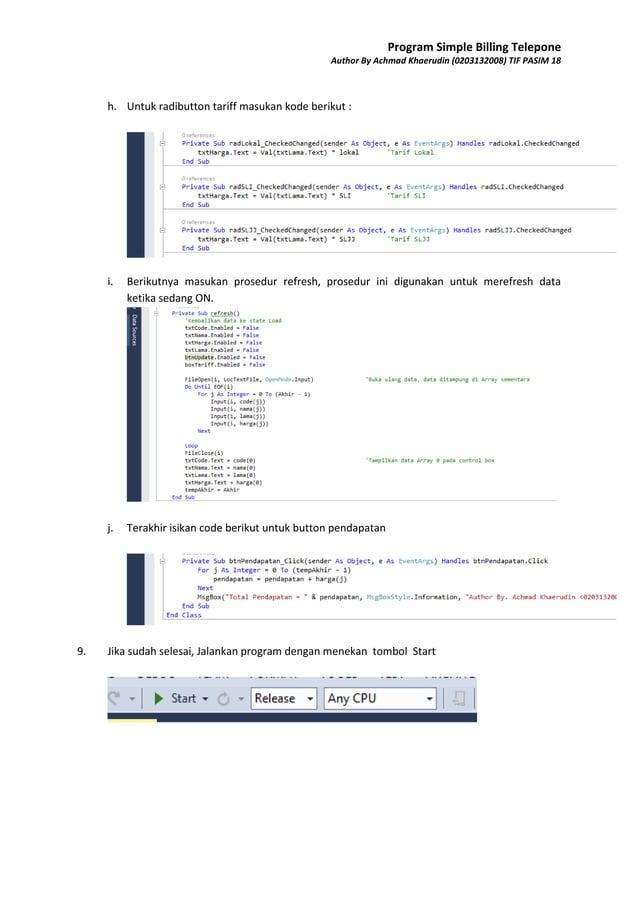 Billing telepon dengan visual basic | PDF
