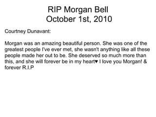 In Loving Memory Of Morgan Bell | PDF