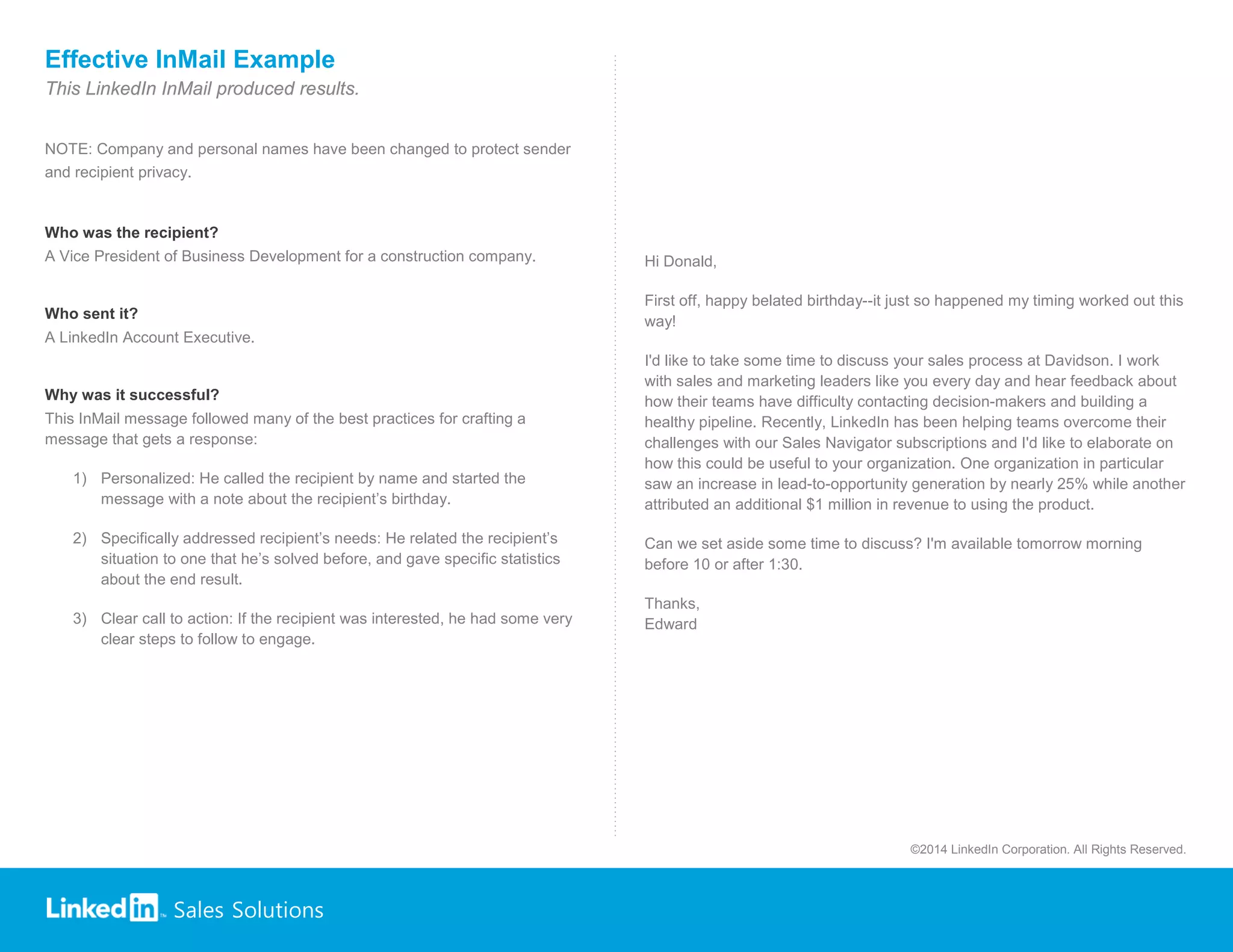 InMail sample to executive | PPT