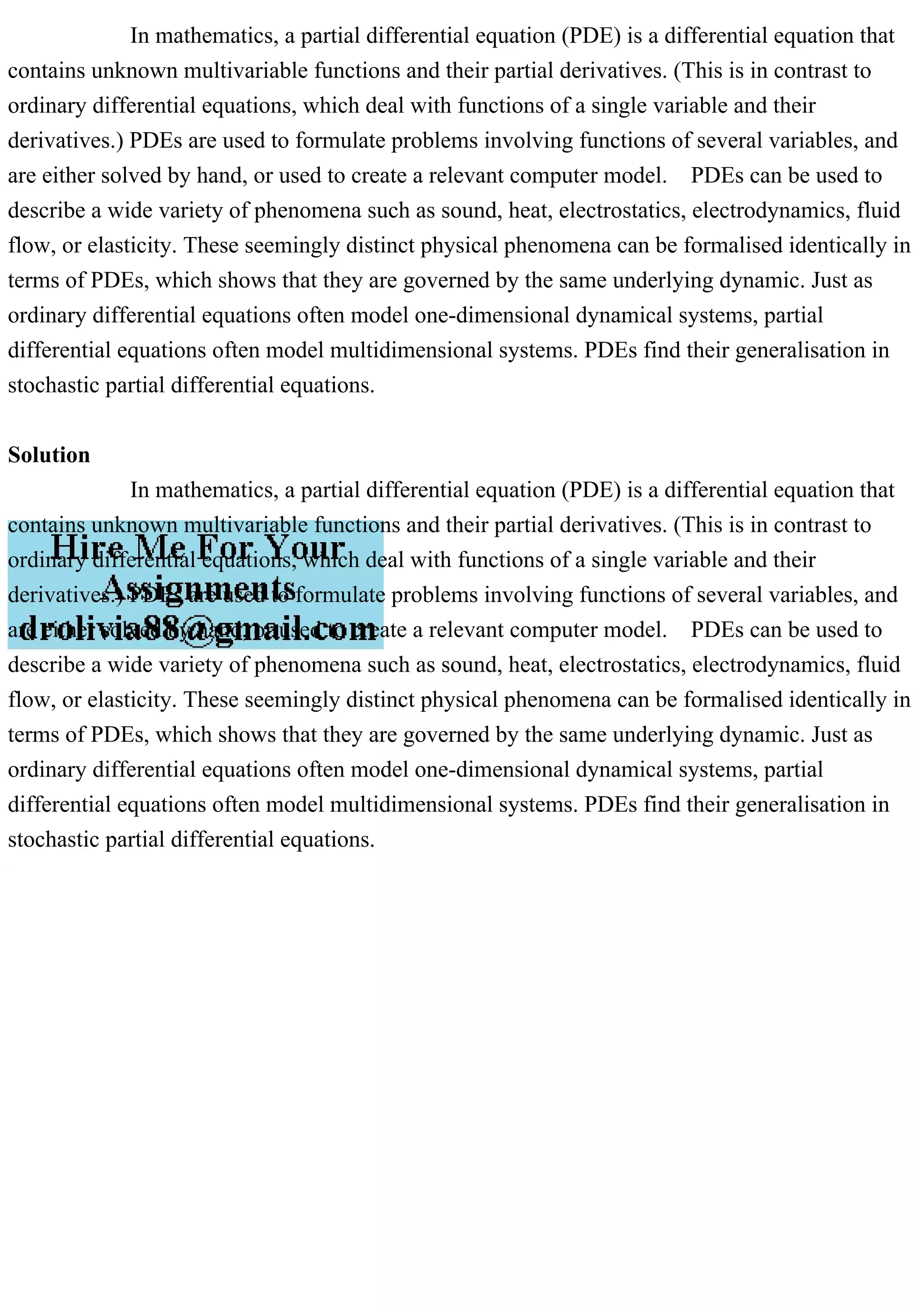 In mathematics, a partial differential equation (.pdf