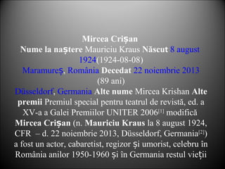 In memoriam mircea crisan | PPS