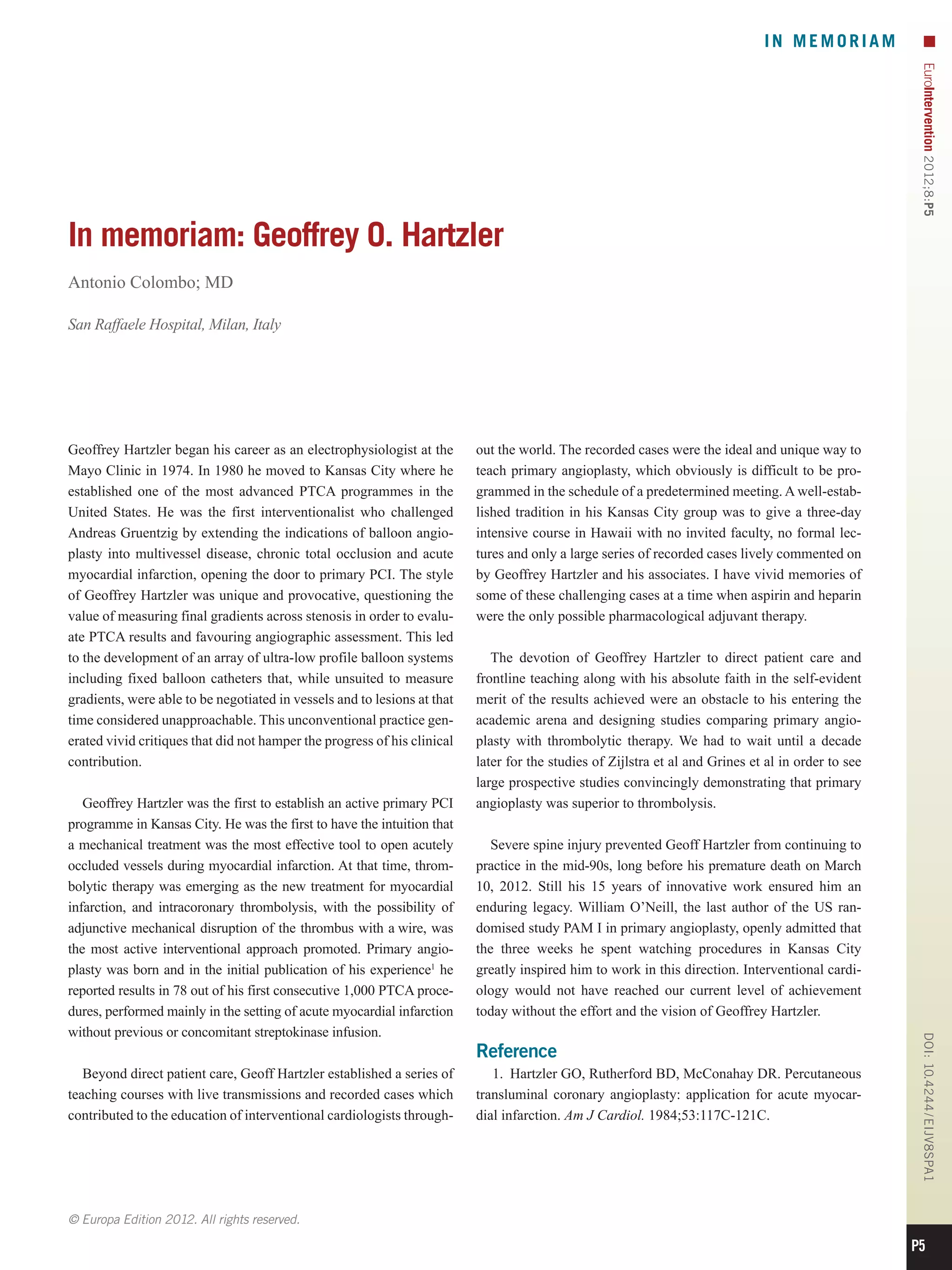 In memoriam: geoffrey o. hartzler | PDF