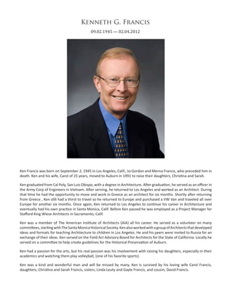 Ken Francis, Career Highlights | PDF