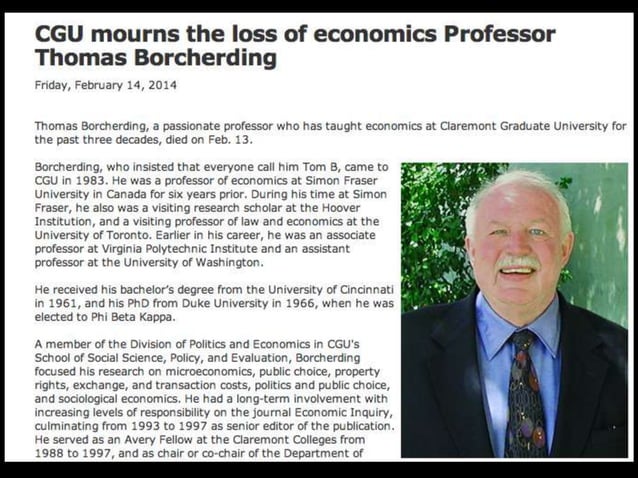 In Memory of Professor Thomas Borcherding | PPTX