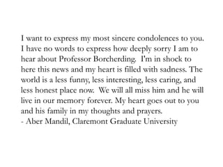 In Memory of Professor Thomas Borcherding | PPTX