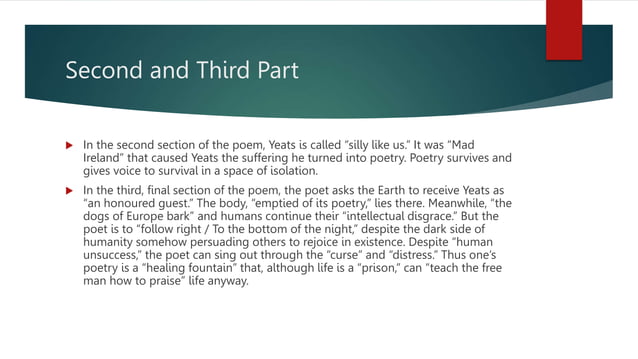 In Memory of W.B. Yeats | PPT
