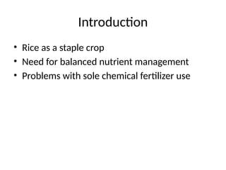 Integrated Nutrient management in Rice Ecosystem | PPTX