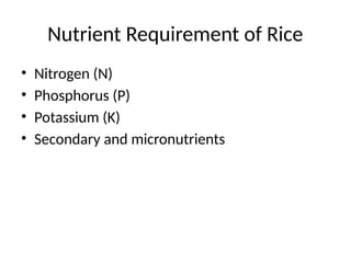 Integrated Nutrient management in Rice Ecosystem | PPTX