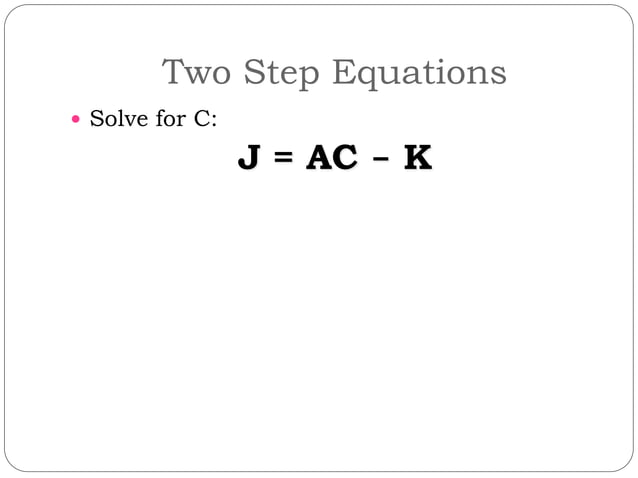 Inm Literal Equations Solving For One Variable Pptx