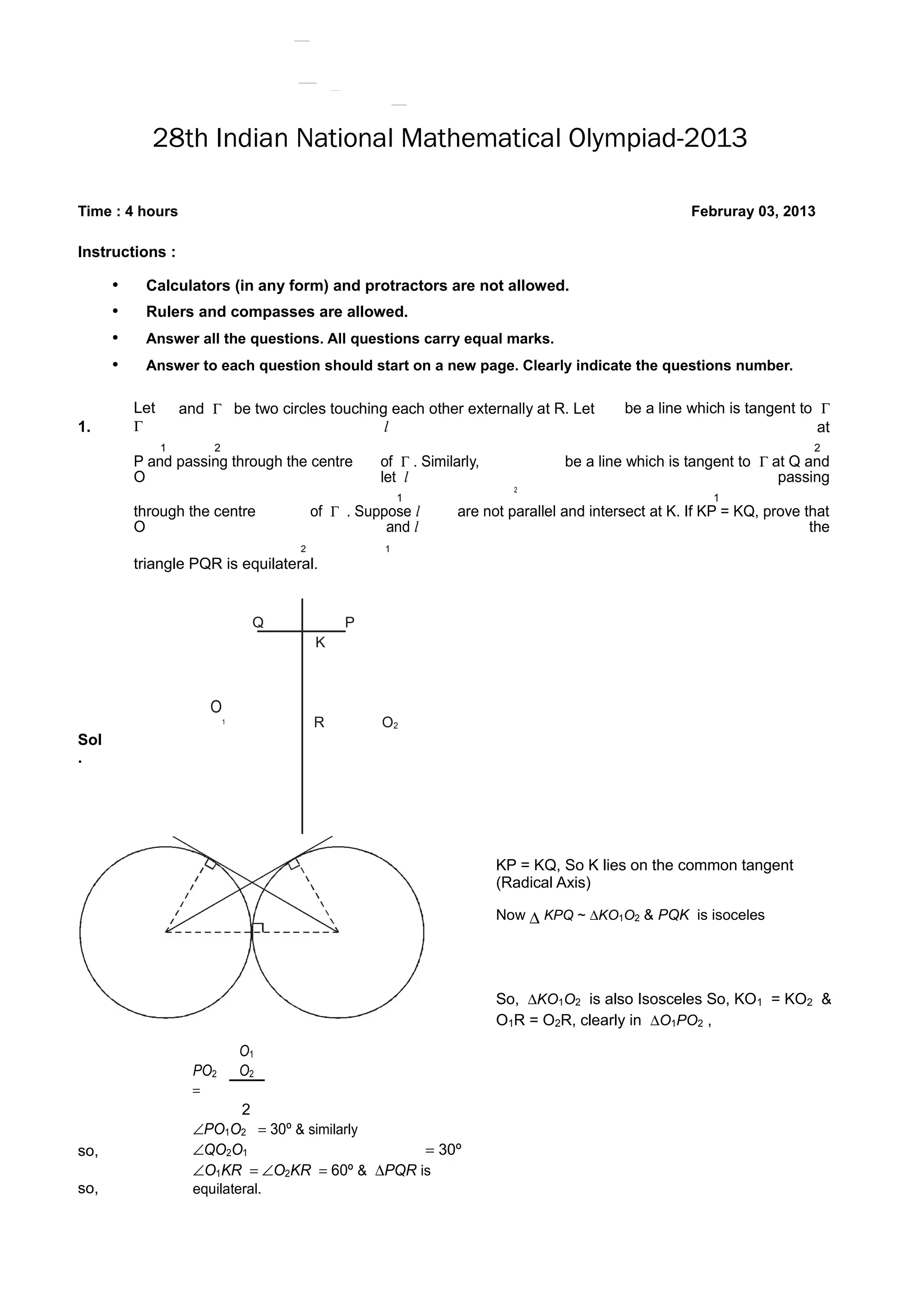 Inmo 2013 test_paper_solution_new | PDF