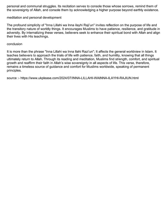 inna lillahi wa inna ilayhi rajiun english | PDF