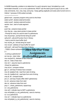 In NASM Assembly problem is to determine if a users dynami.pdf