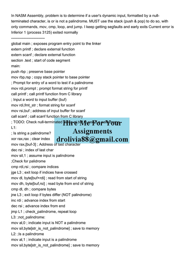 In Nasm Assembly Problem Is To Determine If A Users Dynamipdf