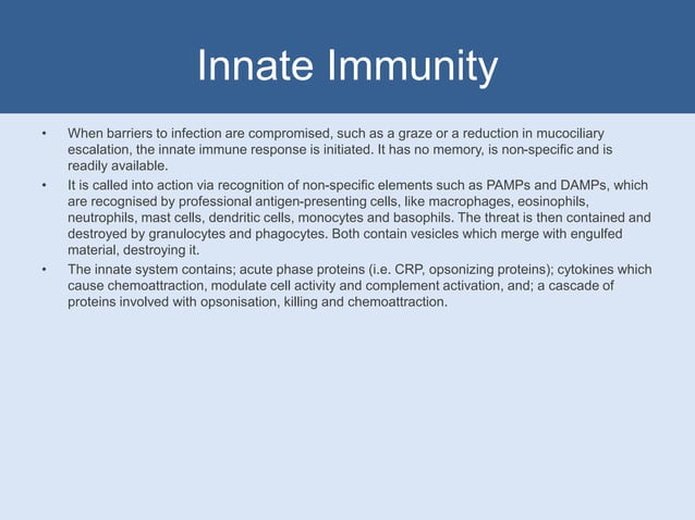 Innate and adaptive immunity | PPTX | Lung and Respiratory Health | Diseases and Conditions