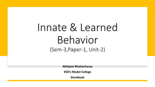 Innate and learned behavior | PDF