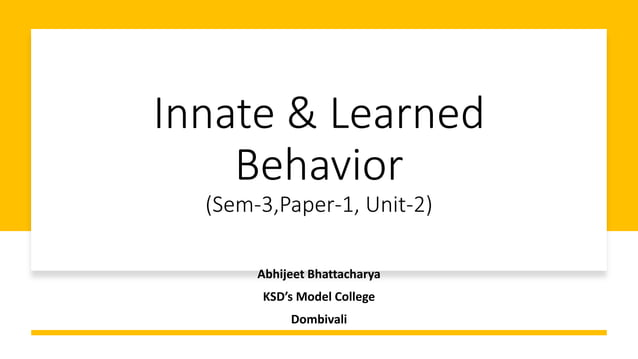 Innate and learned behavior | PDF | Science