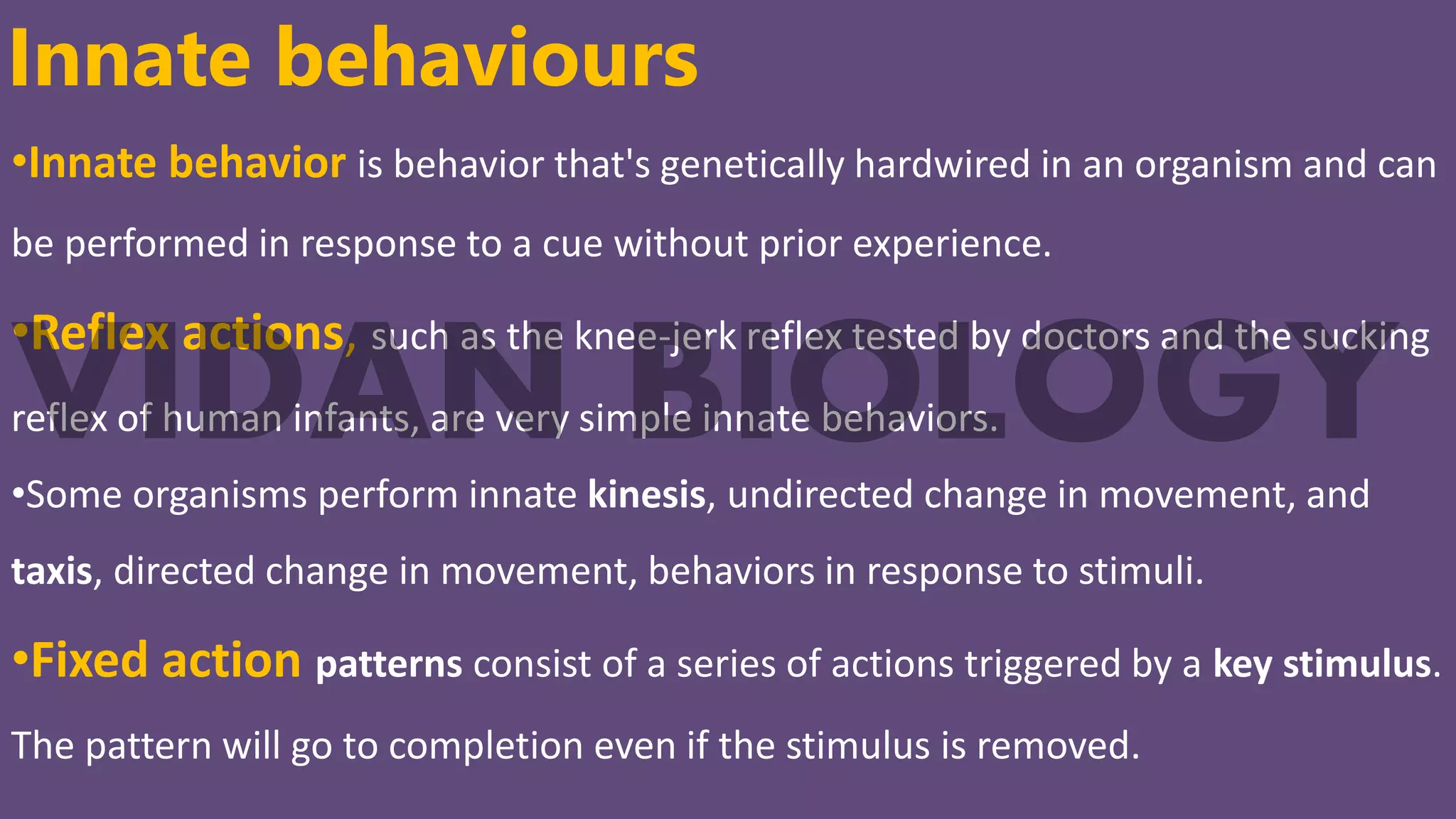 Innate Behavior (Animal Behavior) Taxis, Fixed Action Pattern, reflex ...