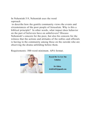 In Nehemiah 59, Nehemiah uses the word reproach to describe h.docx