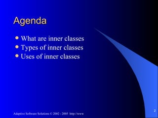 Inner Classes | PPT | Programming Languages | Computing