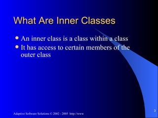 Inner Classes | PPT | Programming Languages | Computing