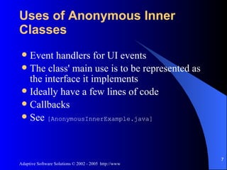 Inner Classes | PPT | Programming Languages | Computing