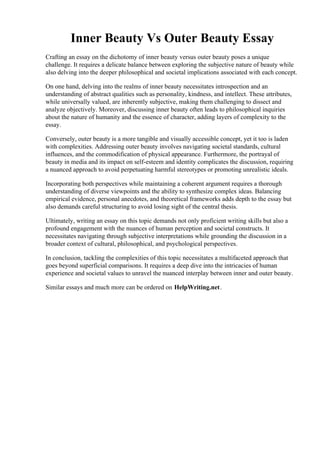 Inner Beauty Vs Outer Beauty Essay.pdfInner Beauty Vs Outer Beauty ...