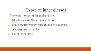 Inner Classes in Java | PDF