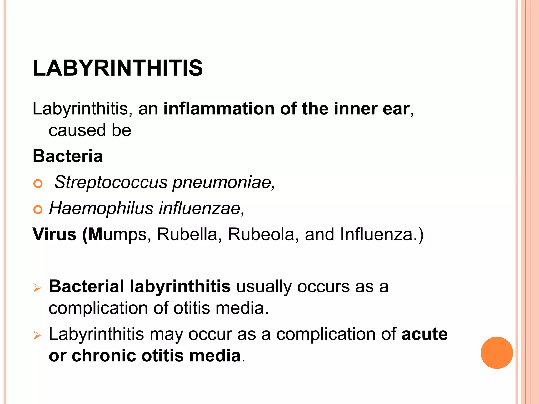 Inner ear Disorder : Nursing care | PPTX