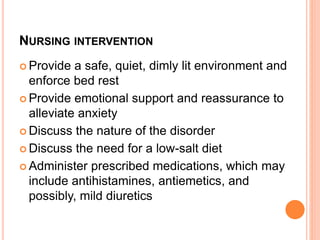 Inner ear Disorder : Nursing care | PPTX