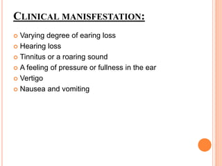Inner ear Disorder : Nursing care | PPTX