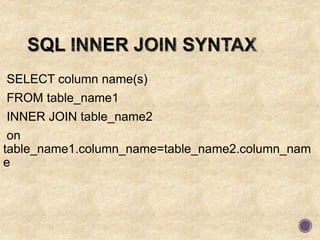 Inner Join In Ms Access | PPTX