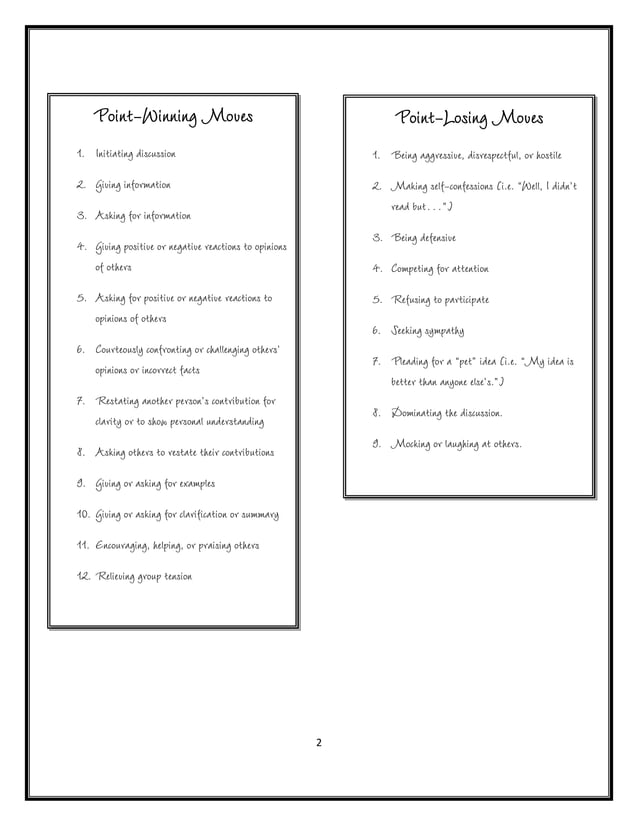 Inner-Outer Circle Discussion Handout | PDF