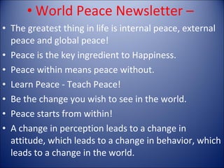 Inner peace & outer peace = world peace | PPT