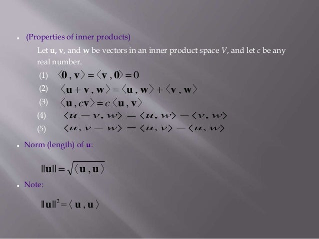 Inner product spaces