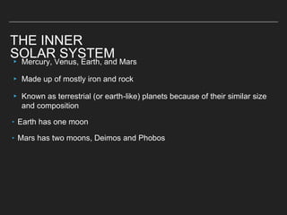 Inner solar system | PPTX | Space and Astronomy | Science