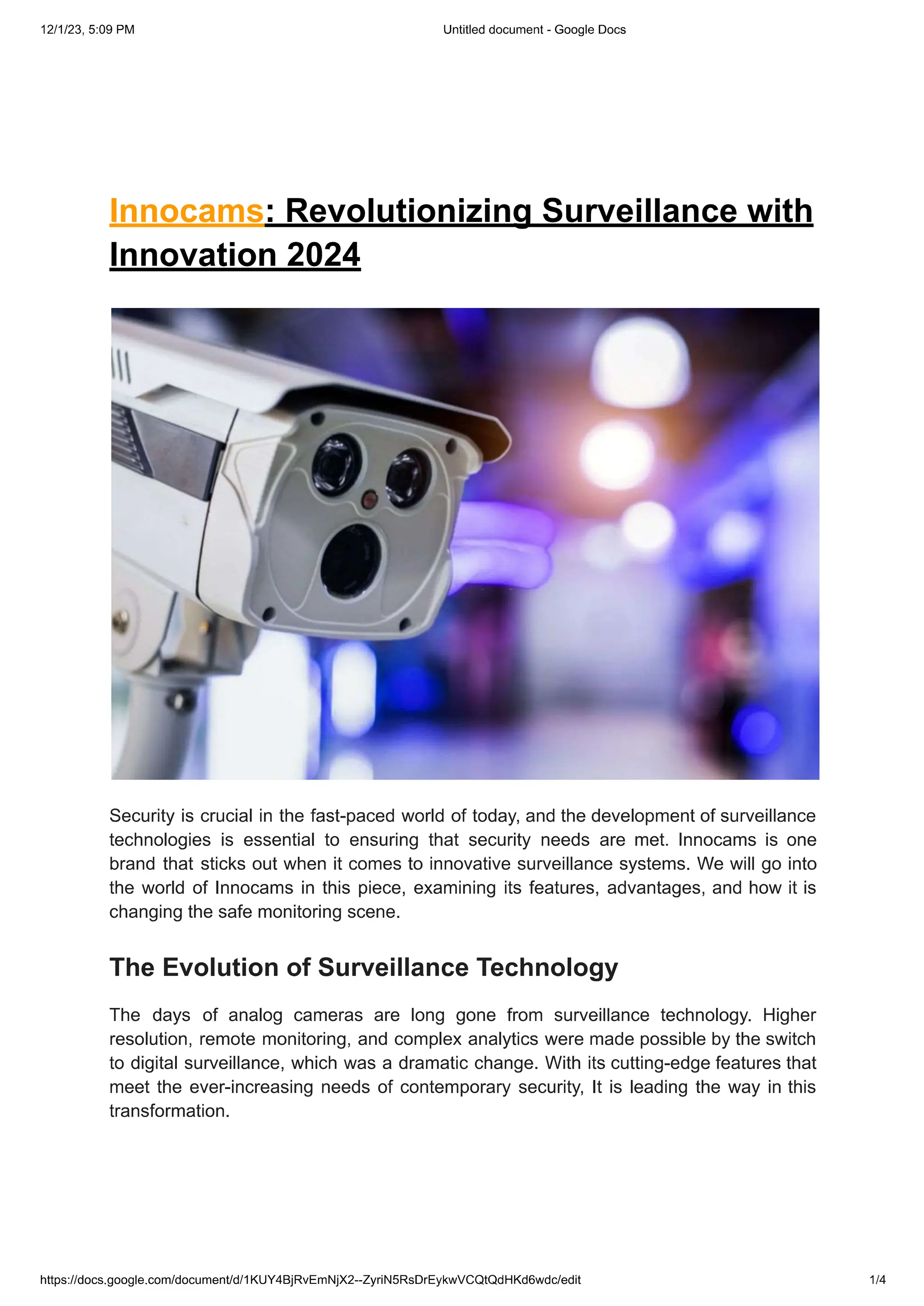 Innocams Revolutionizing Surveillance With Innovation 2024 Pdf